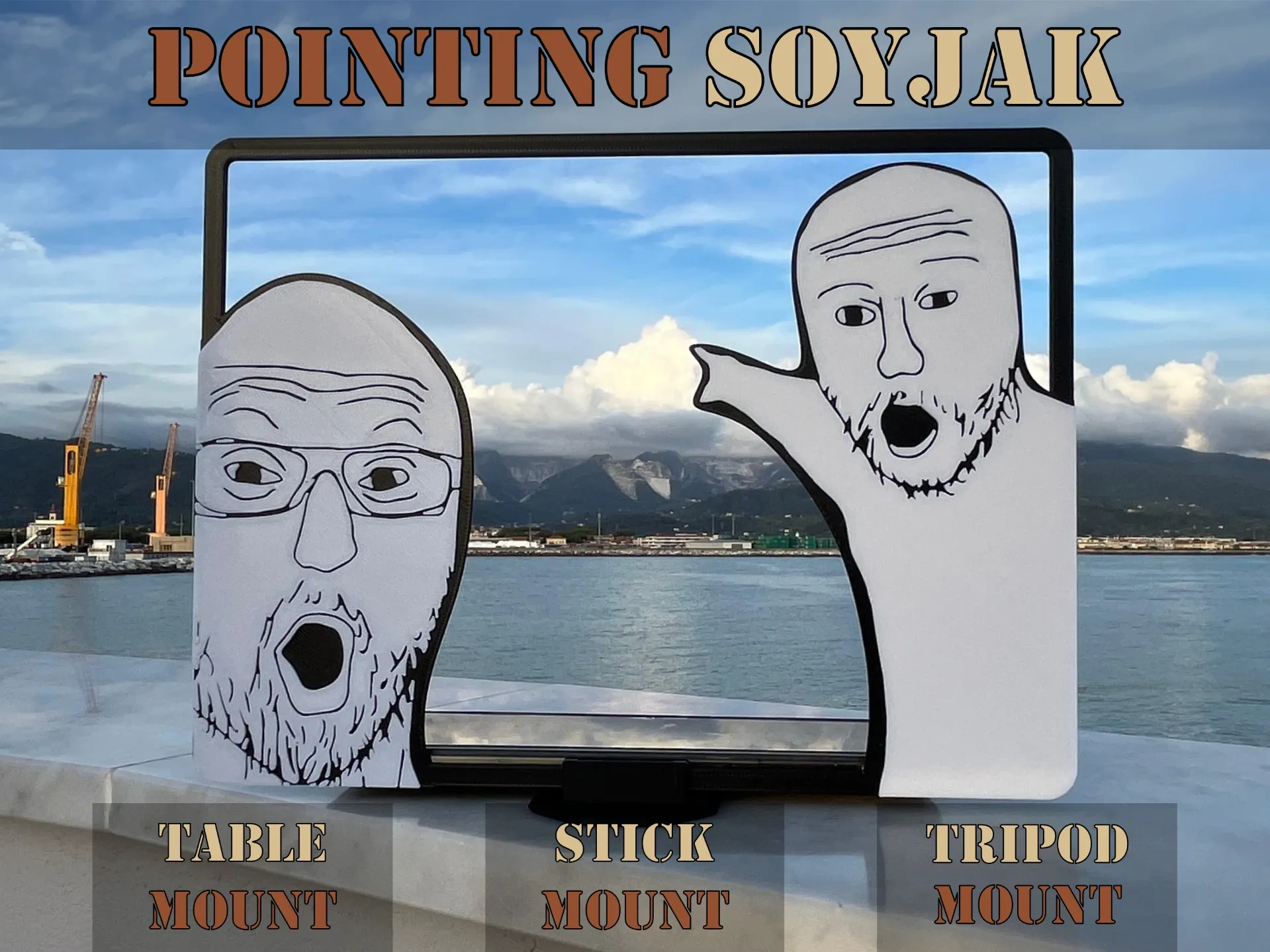 Wojak表情包 - 指向Soyjak相框 来自 Hexagonal Pine Nut MakerWorld：免费下载 3D 模型