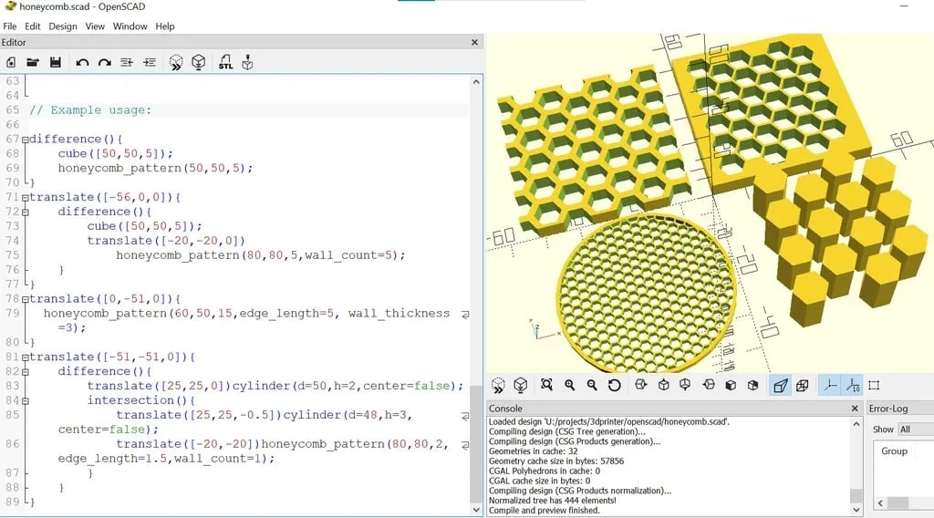 OpenSCAD Optimized Parametric Honeycomb Module 来自 Simplify and add ...