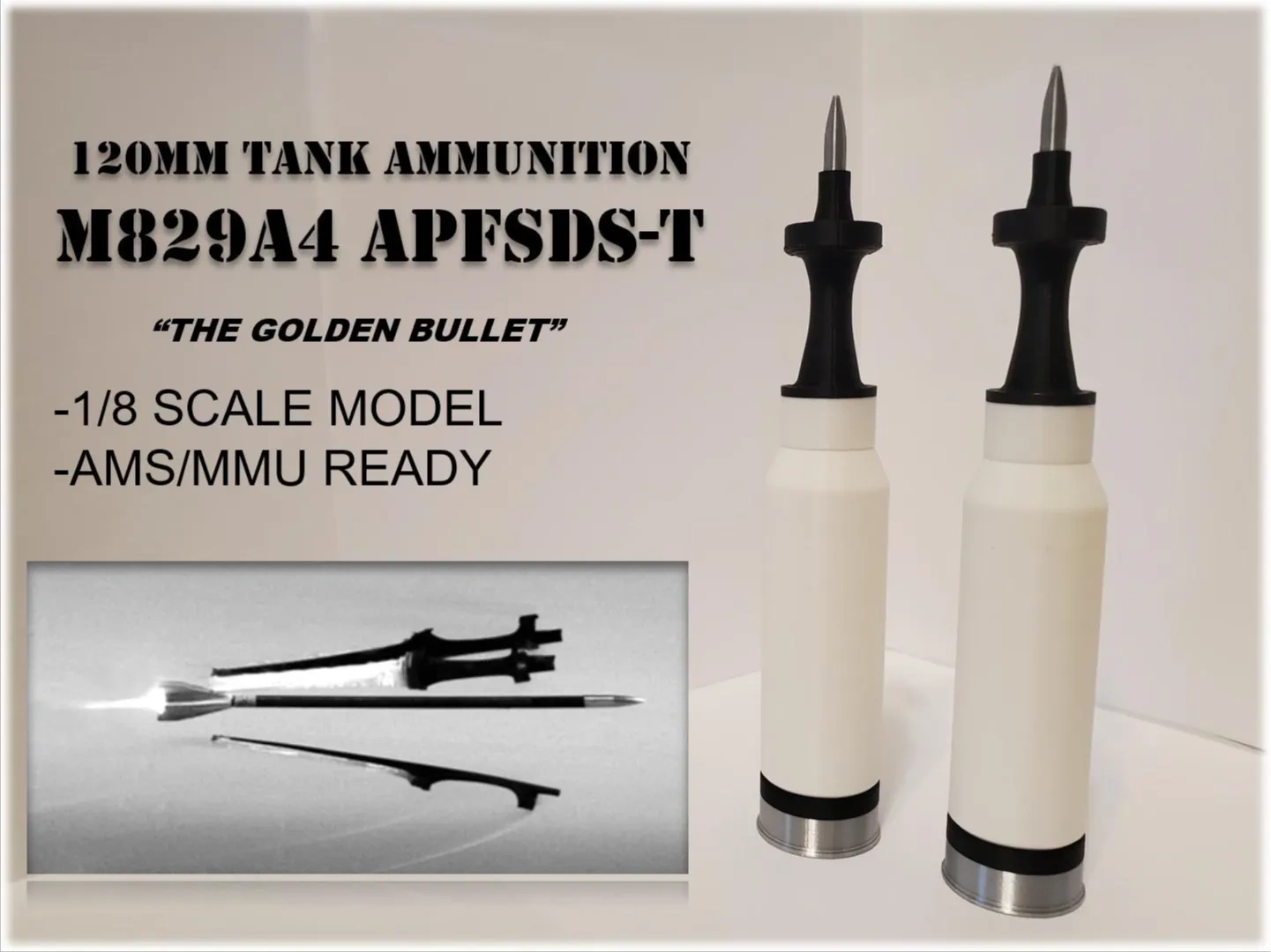 1/8比例 M829A4 120毫米穿甲弹 来自 missing_string MakerWorld：免费下载 3D 模型