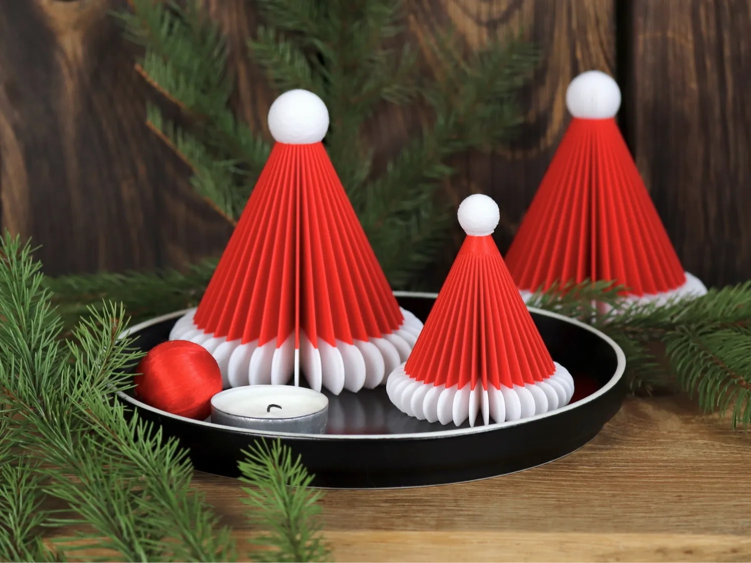 纸制圣诞老人帽 - 现代圣诞装饰 来自 Johnny_Bit - MakerWorld