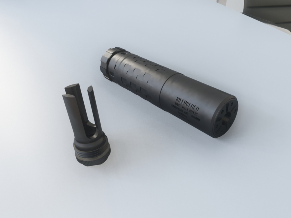 Saker ASR消音器及配套火帽（三叉消焰器） 来自 管田将军 MakerWorld：免费下载 3D 模型