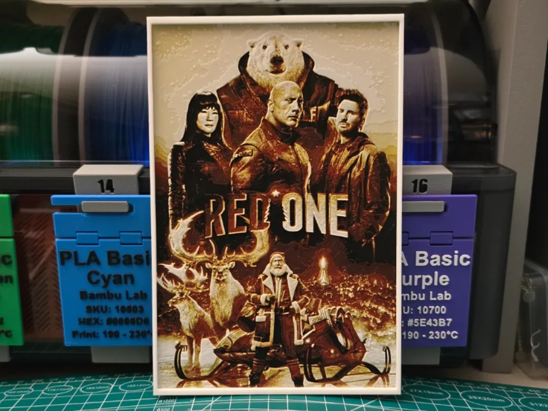 红色一号电影海报 - Hueforge 艺术作品 来自 Lumpy3D - MakerWorld