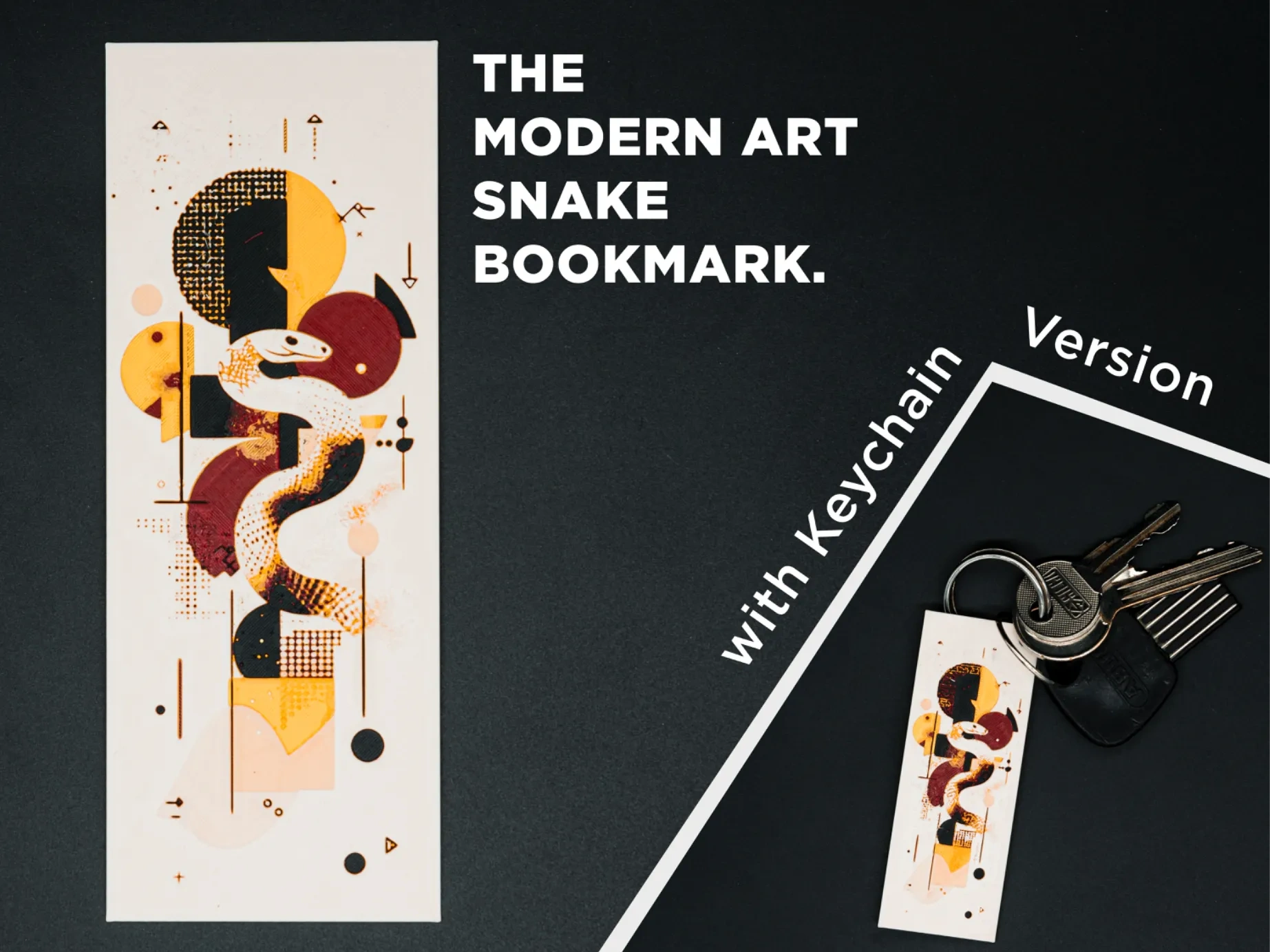 现代艺术风格蛇形书签与钥匙扣 来自 Jonas_H - MakerWorld