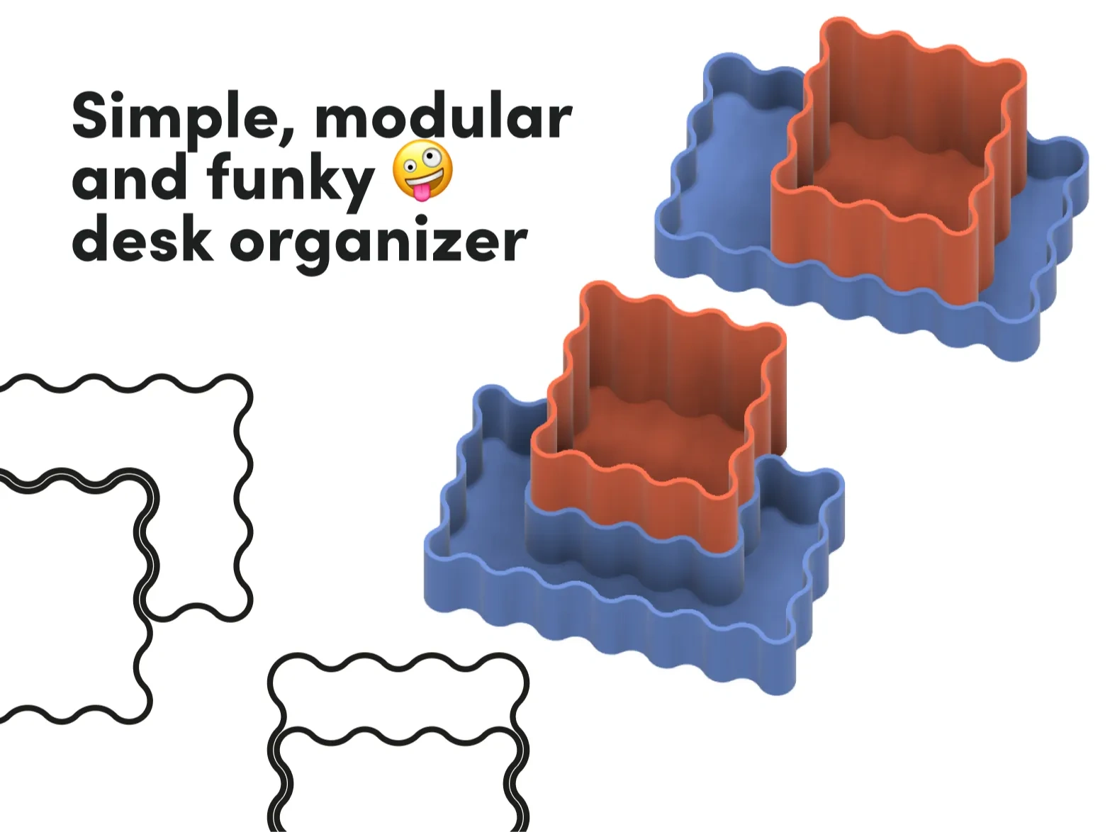 波浪形模块化桌面收纳器 来自 BLUBA Studio - MakerWorld