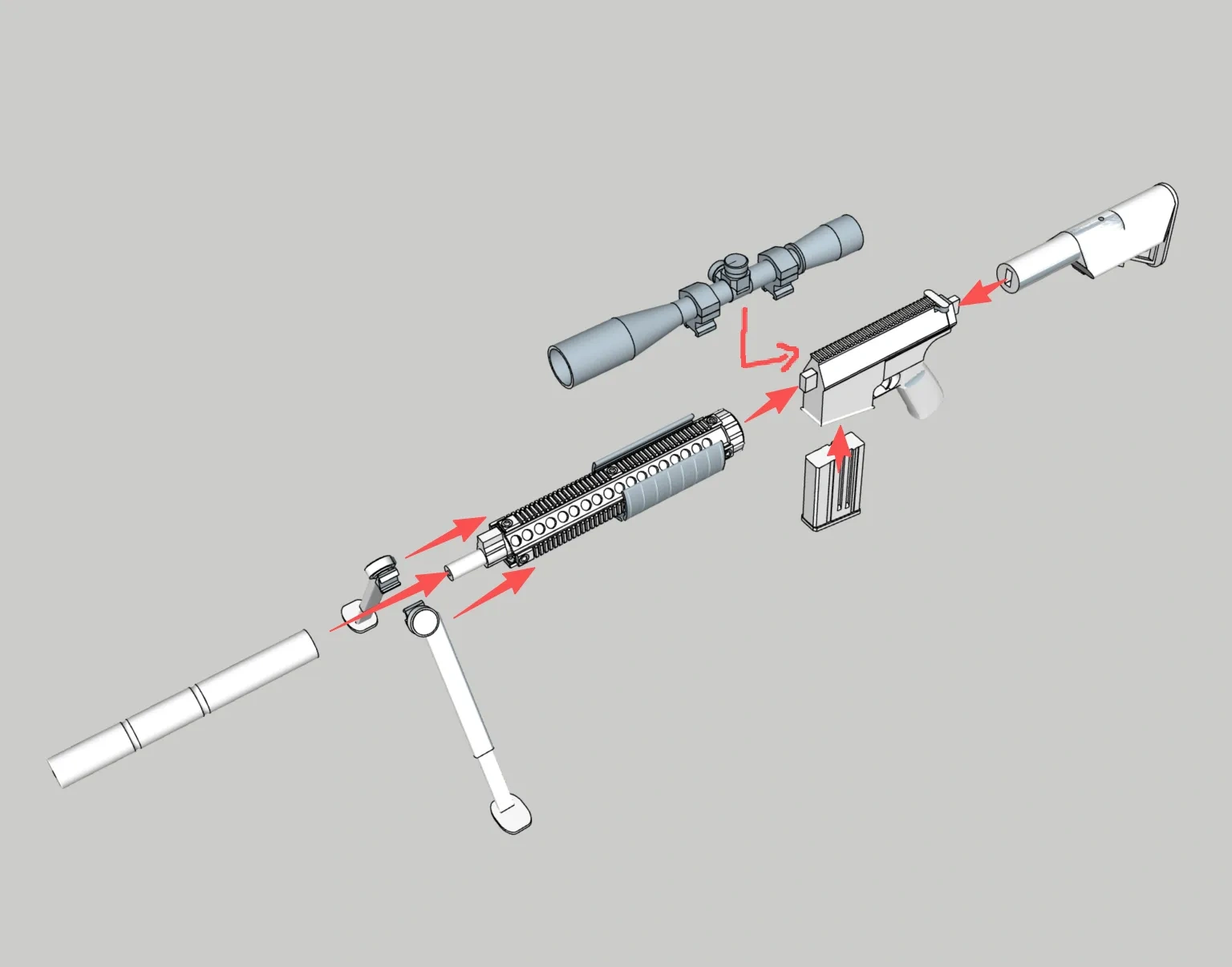 SR-25狙击枪 来自 M军械库 MakerWorld：免费下载 3D 模型