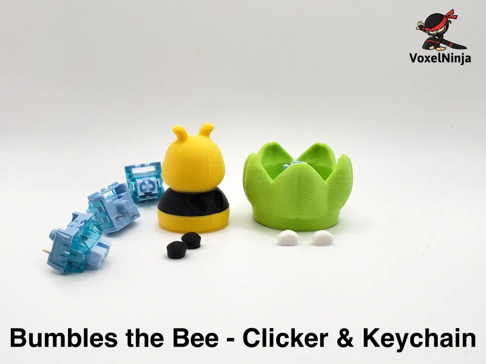 Bumbles the Bee Clicker 和 钥匙扣 来自 Voxel Ninja MakerWorld：免费下载 3D 模型