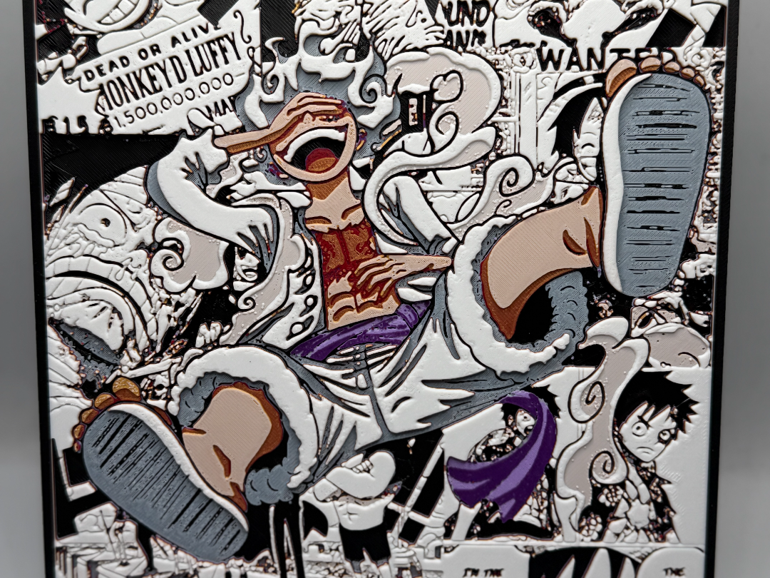 海贼王 Hueforge - 路飞漫画背景 来自 MonkeyForge 3D MakerWorld：免费下载 3D 模型