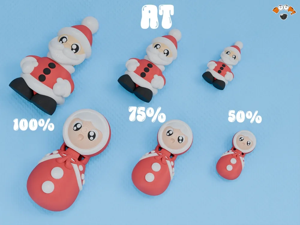 可爱的可活动关节迷你圣诞老人和圣诞奶奶 + 钥匙扣 来自 Arina MakerWorld：免费下载 3D 模型