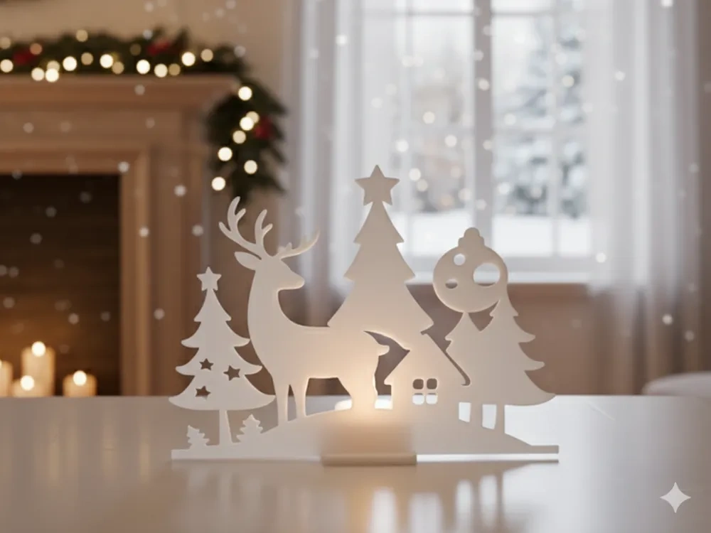 冬日闪耀：星光圣诞树前的驯鹿 来自 3D Dekoration MakerWorld：免费下载 3D 模型