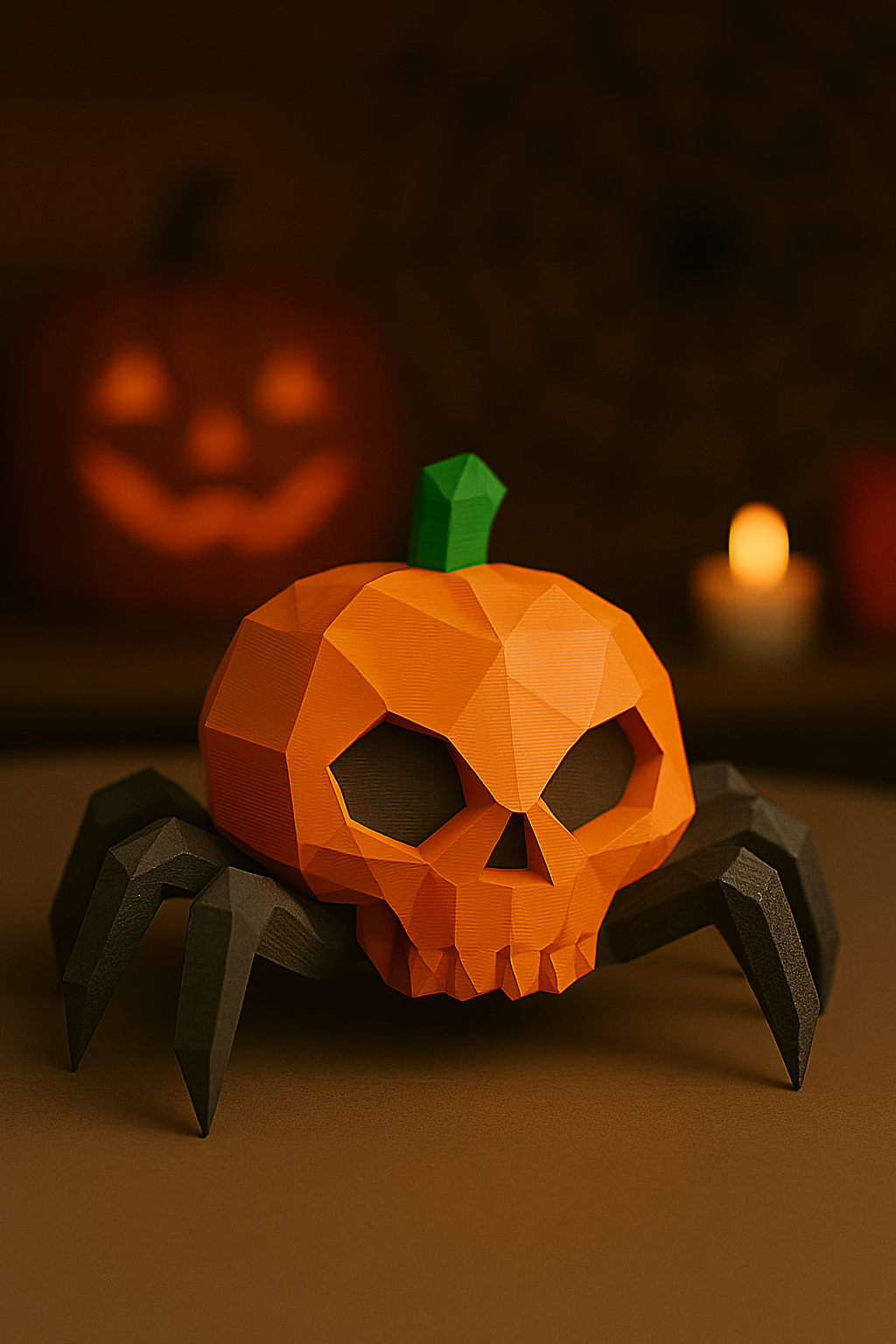 低多边形南瓜蜘蛛 来自 Ecoiras MakerWorld：免费下载 3D 模型