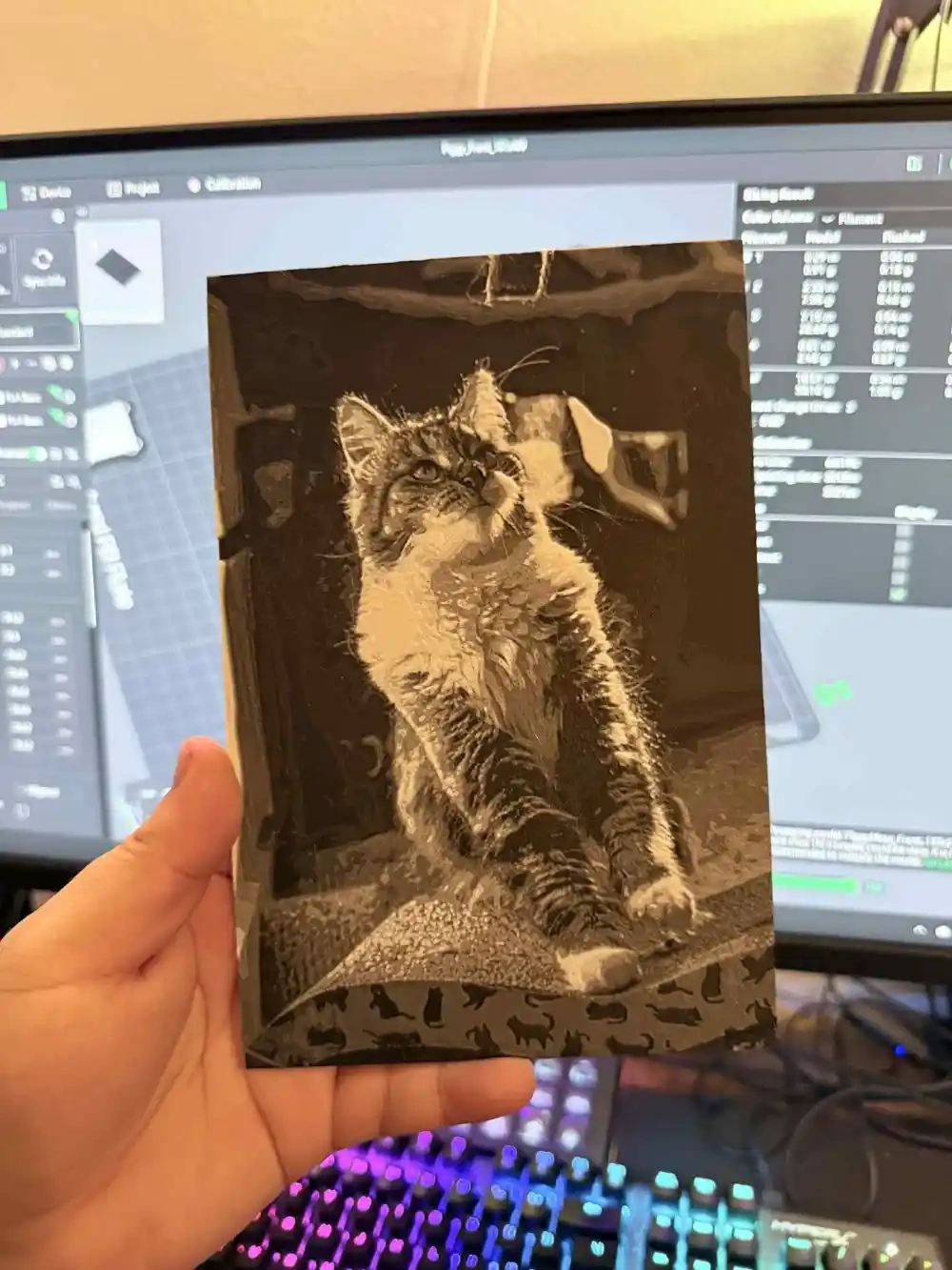 可爱的猫咪HueForge - B&W 来自 Zirkevin MakerWorld：免费下载 3D 模型