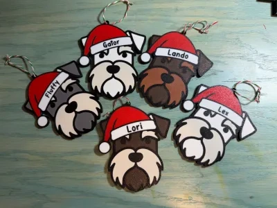 迷你雪纳瑞圣诞饰品 - 可定制 来自 Ksjrb03 MakerWorld：免费下载 3D 模型