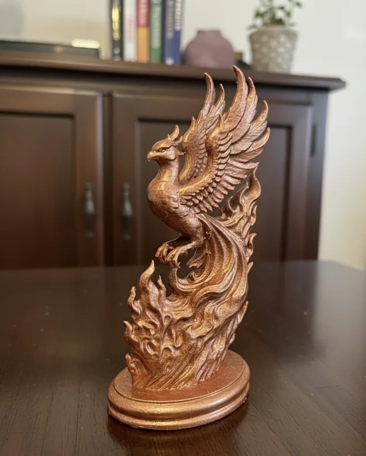 青铜凤凰雕像 – 烈火重生 来自 VASEE MakerWorld：免费下载 3D 模型