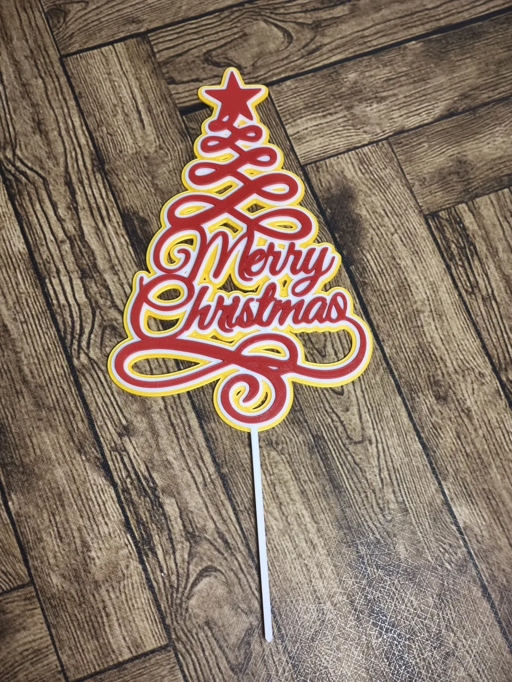 圣诞快乐蛋糕插牌 来自 Dénise & Fernando MakerWorld：免费下载 3D 模型