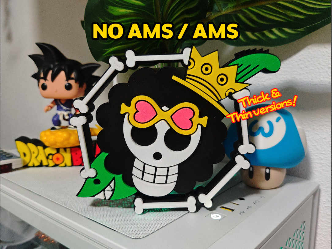 One Piece 布鲁克海贼旗 (无 AMS/有 AMS) 来自 Jotasct MakerWorld：免费下载 3D 模型