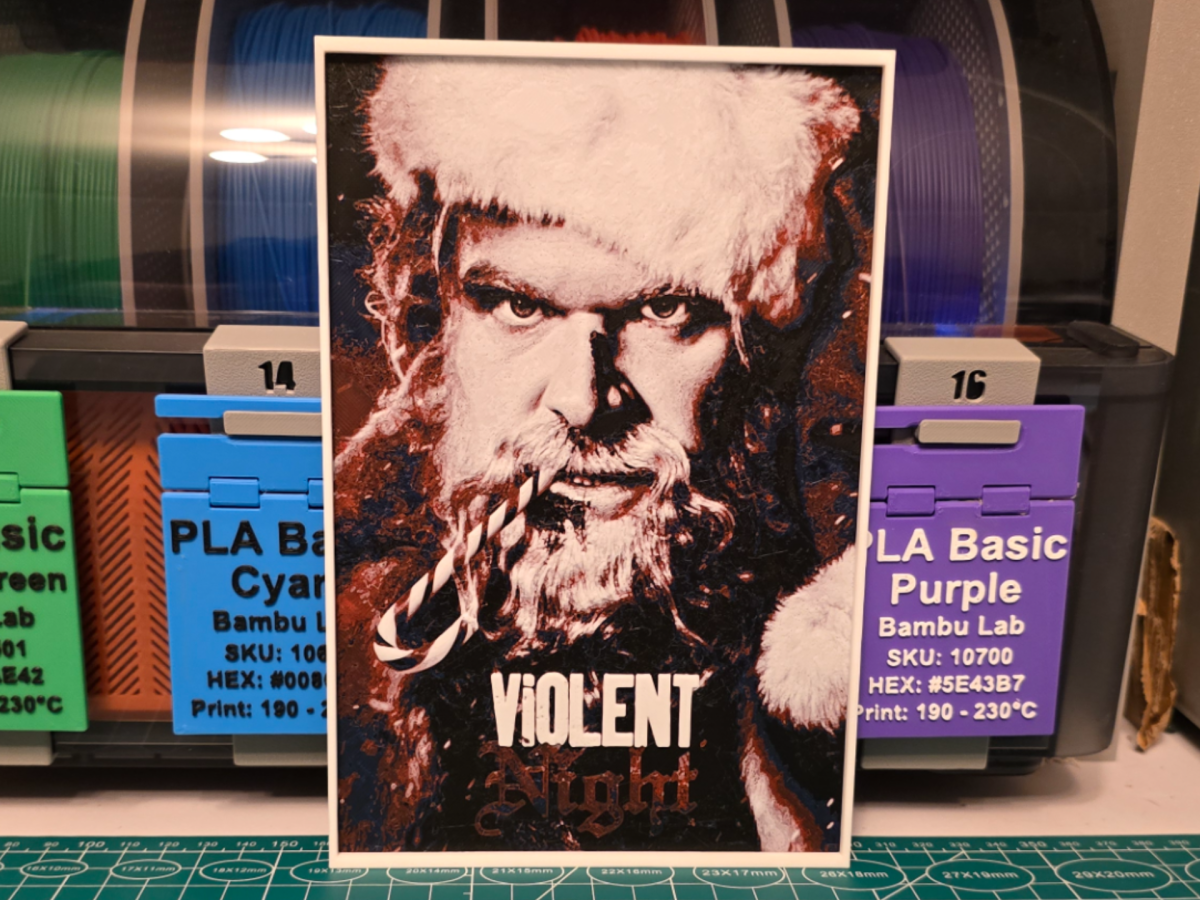 暴力之夜电影海报 - Hueforge 艺术 来自 Lumpy3D MakerWorld：免费下载 3D 模型