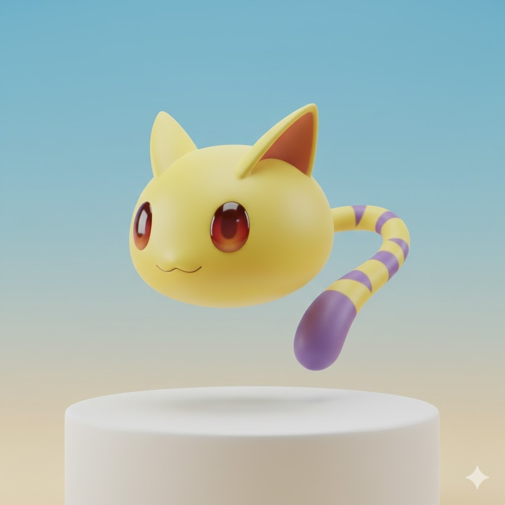 Nyaromon Digimon 生物模型 来自 ProjectDigimonWorld MakerWorld：免费下载 3D 模型