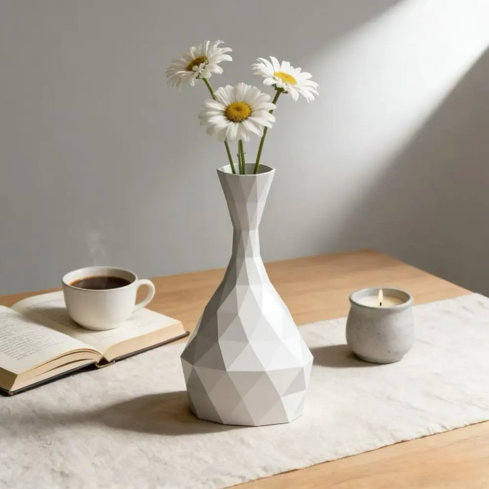 Low Poly Geometric Art Vase - 低多边形几何艺术花瓶模型 - 免费 3D 打印模型 - MakerWorld