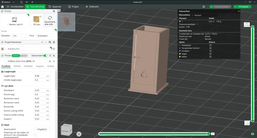 户外厕所 WC HO 1:87 比例 - 免费 3D 打印模型 - MakerWorld