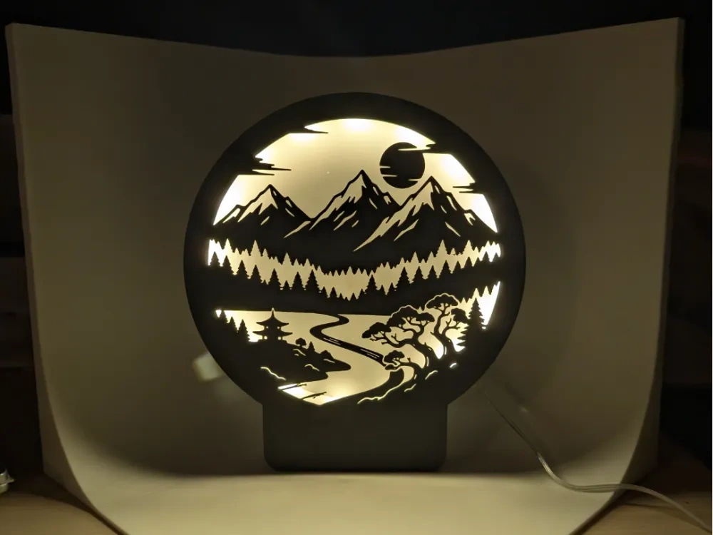 LED 剪影灯 日本山水风景 - 免费 3D 打印模型 - MakerWorld