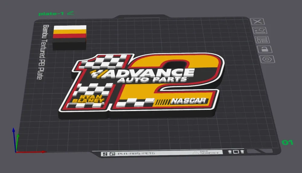 瑞恩·布莱尼 12 号 Advance Auto Parts 标志 - 免费 3D 打印模型 - MakerWorld