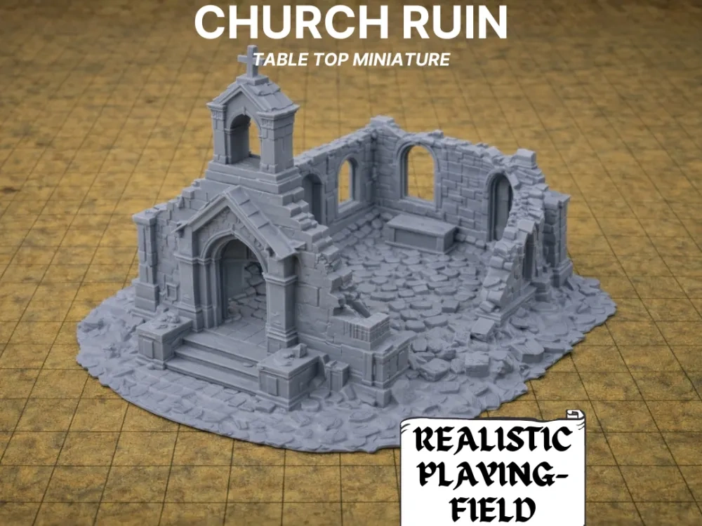 教堂废墟 - 桌面地形 DnD 探路者 - 免费 3D 打印模型 - MakerWorld