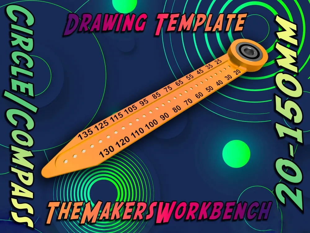 20-150毫米圆规模板/圆规，带608滚珠轴承枢轴 - 免费 3D 打印模型 - MakerWorld