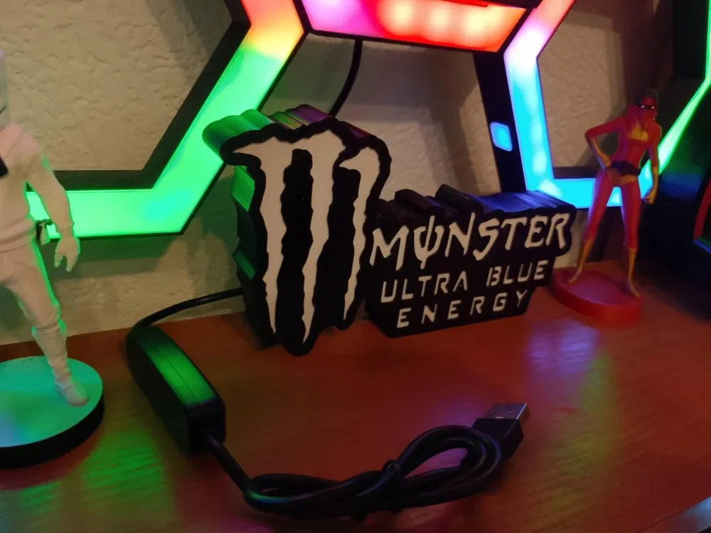 Monster Energy Ultra Blue 发光 LED/霓虹灯 RGB - 免费 3D 打印模型 - MakerWorld