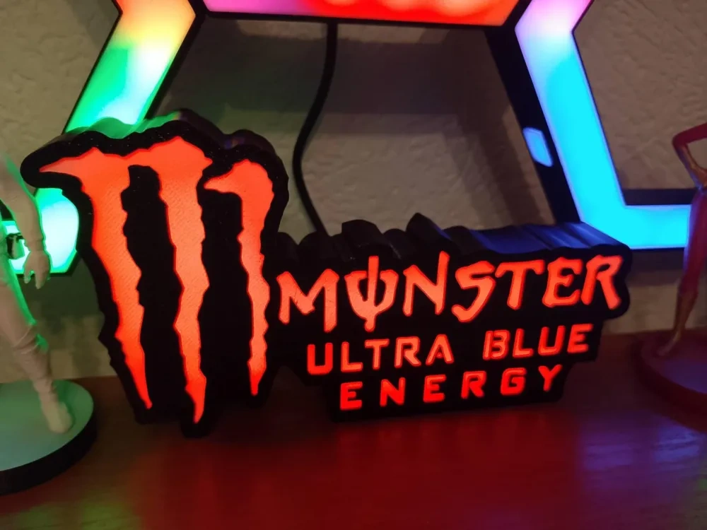 Monster Energy Ultra Blue 发光 LED/霓虹灯 RGB - 免费 3D 打印模型 - MakerWorld