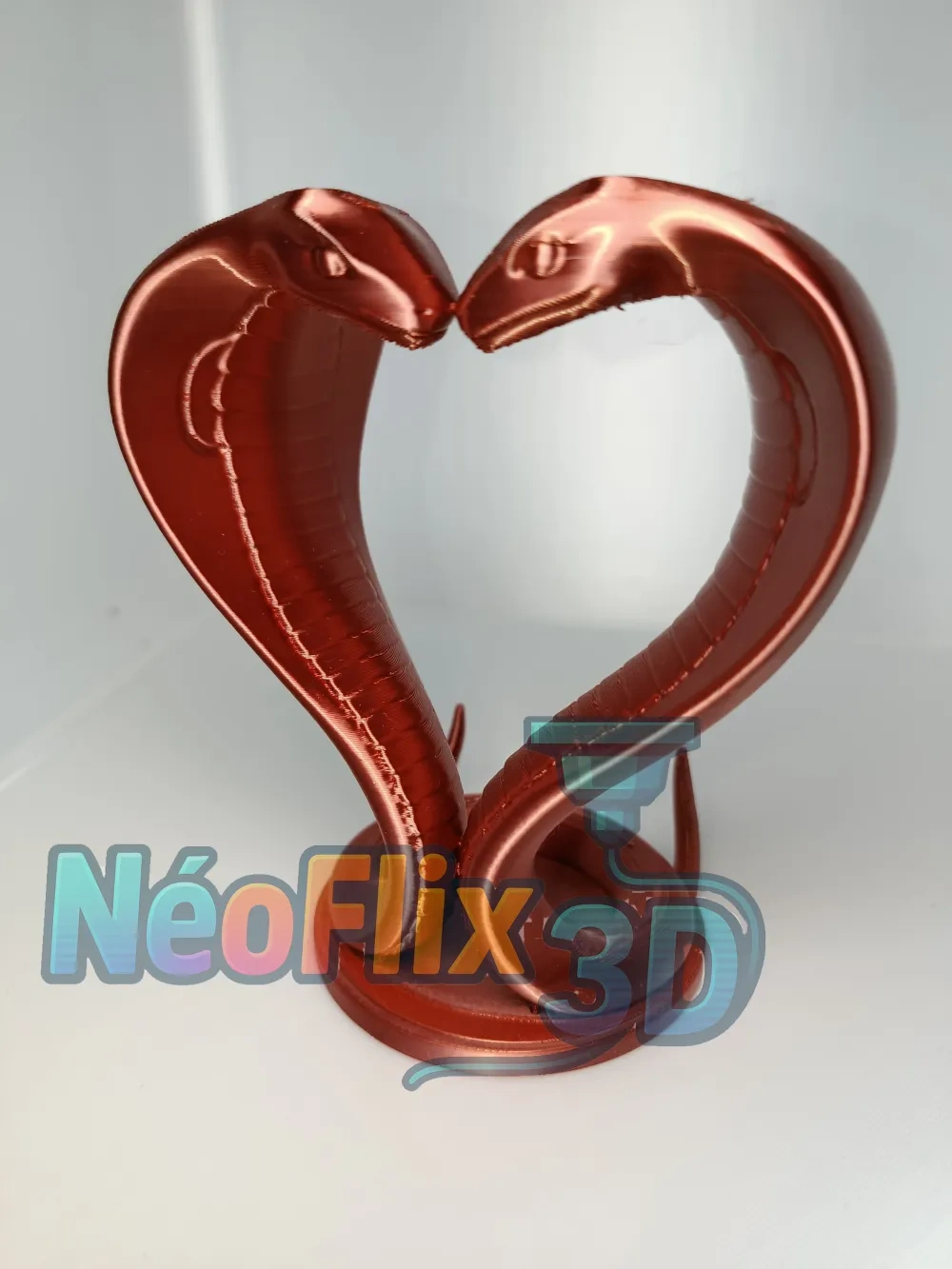 情侣眼镜蛇 – 3D心形雕塑 - 免费 3D 打印模型 - MakerWorld