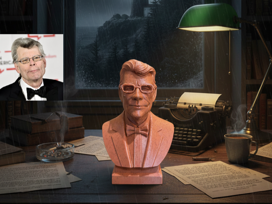 Stephen King - 半身像 - 免费 3D 打印模型 - MakerWorld