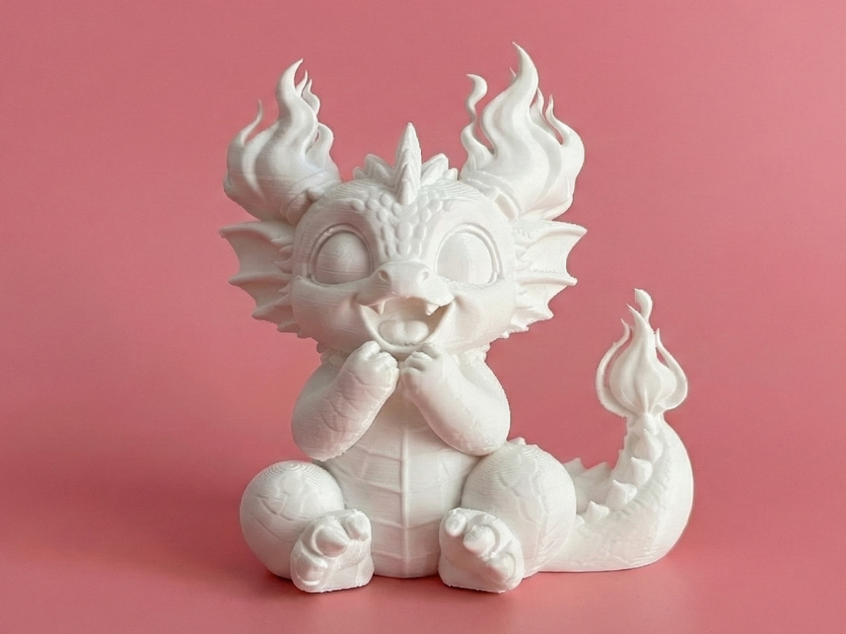 火焰幼龙雕像 – 可爱Q版龙 - 免费 3D 打印模型 - MakerWorld