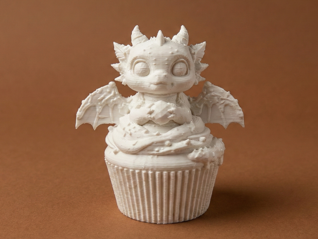 纸杯蛋糕幼龙雕像 – 可爱的甜点龙 - 免费 3D 打印模型 - MakerWorld