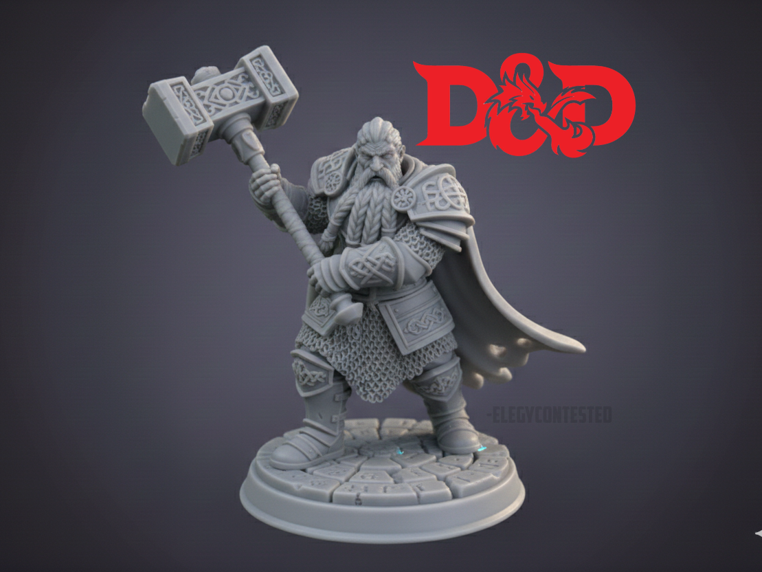 DnD 就绪 - 矮人战士 (33毫米) - 免费 3D 打印模型 - MakerWorld