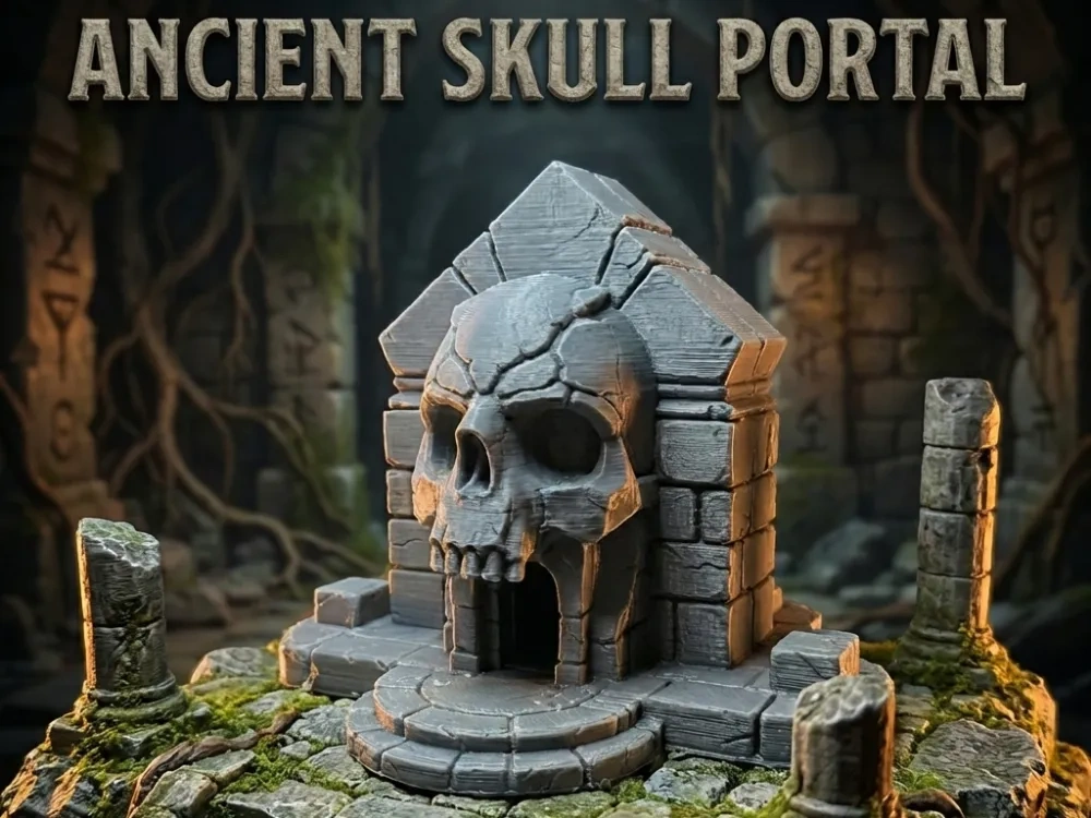 远古骷髅传送门 长满苔藓的废墟 &地下城入口 - 免费 3D 打印模型 - MakerWorld