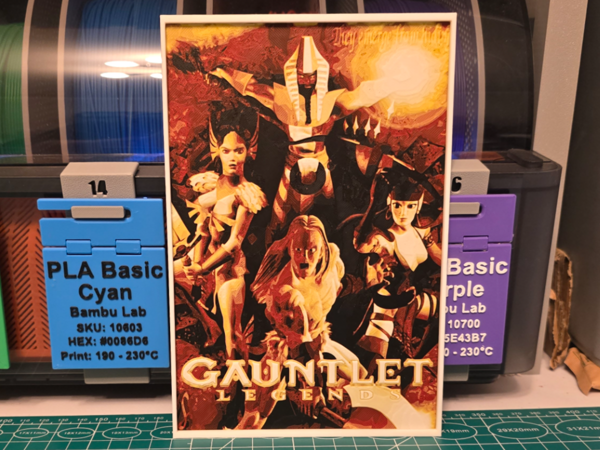 Gauntlet Legends 游戏海报 - Hueforge 艺术品 - 免费 3D 打印模型 - MakerWorld