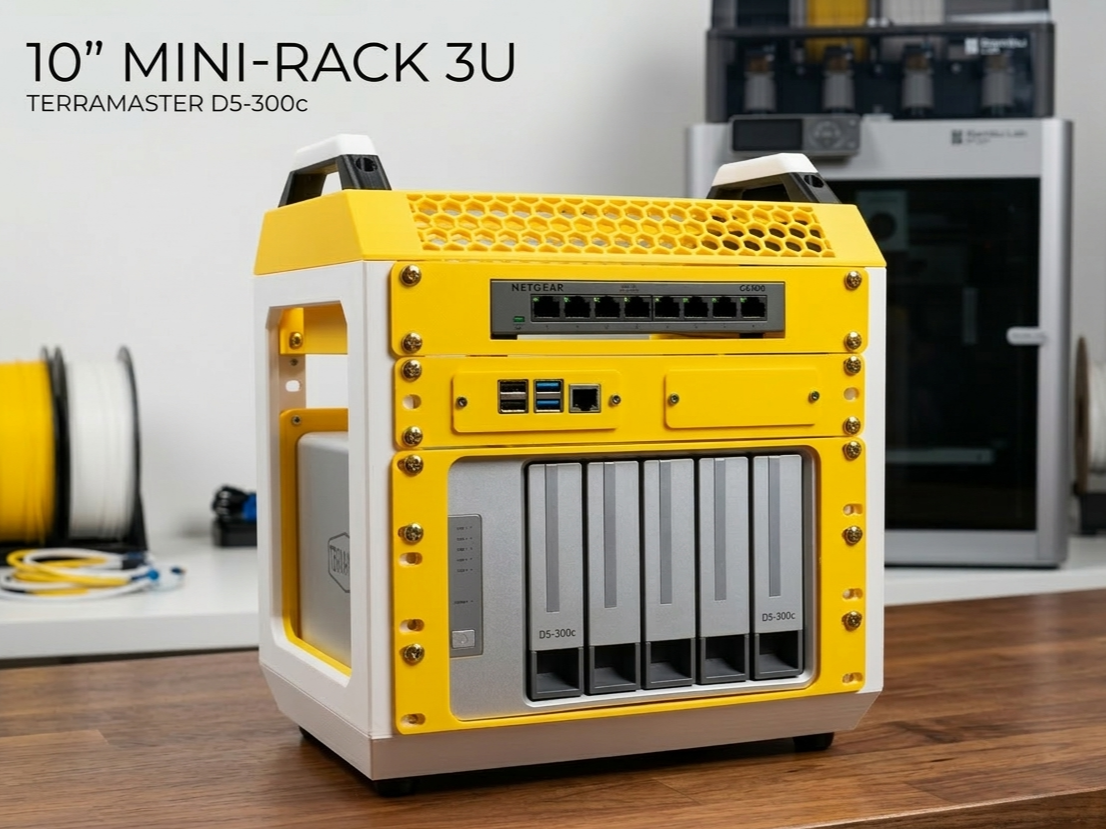LabRax 机架 10" 3U 支架 - TerraMaster D5-300c - 免费 3D 打印模型 - MakerWorld